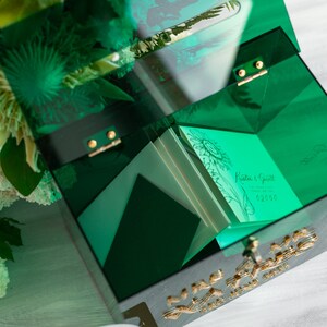 Green Acrylic Set Card Box Guestbook & Sign, Wedding Card Box With Lid ...