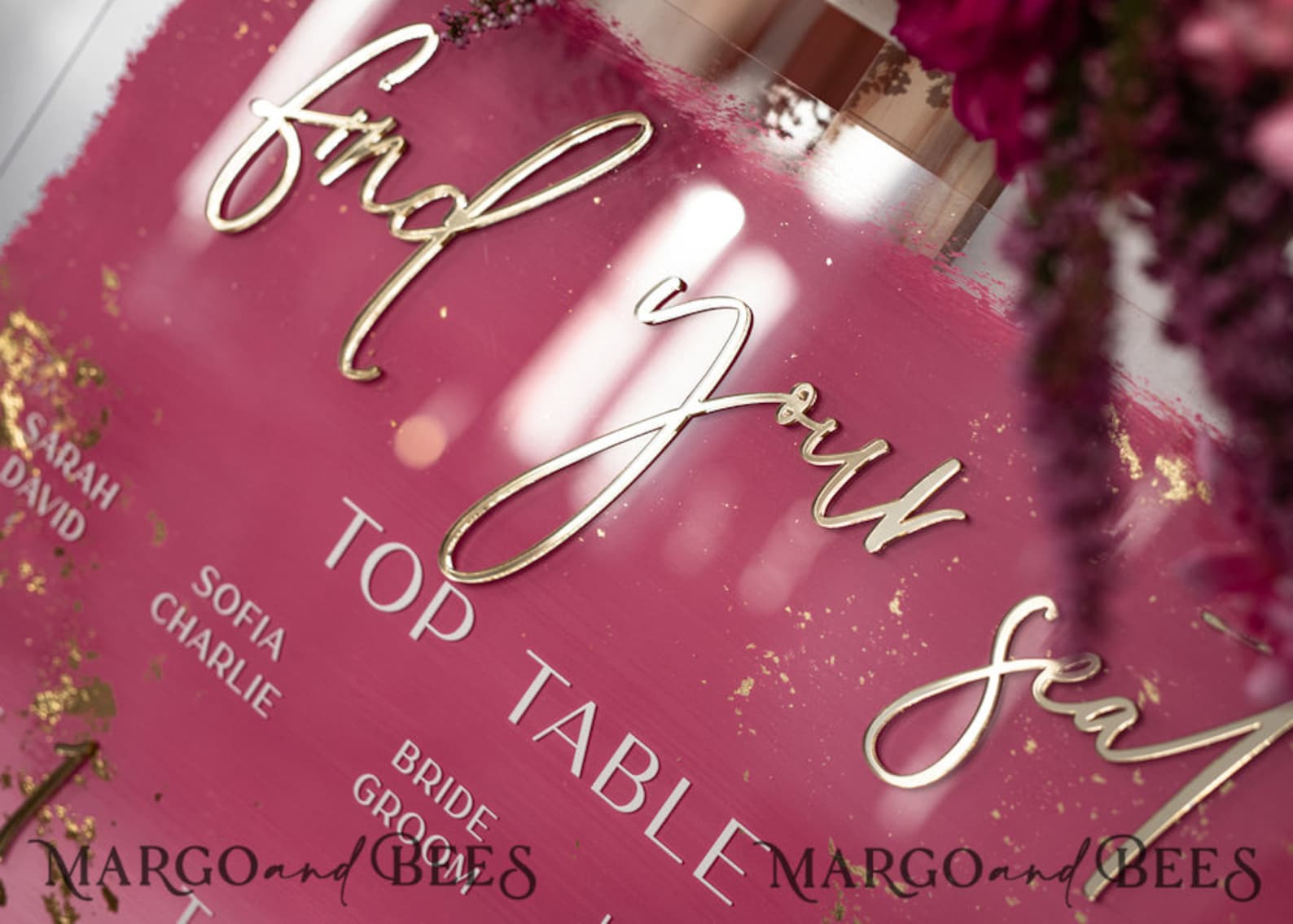 Acrylic Mauve Wedding Welcome Sign Painted Dusty Rose Acrylic Gold ...