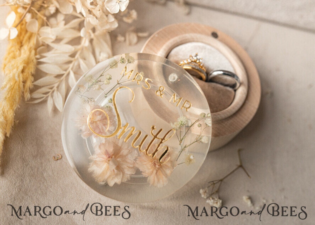Elegant Personalised Wooden Wedding Ring Box for Ceremony Luxury Engraved Box for Rings, Wood ...