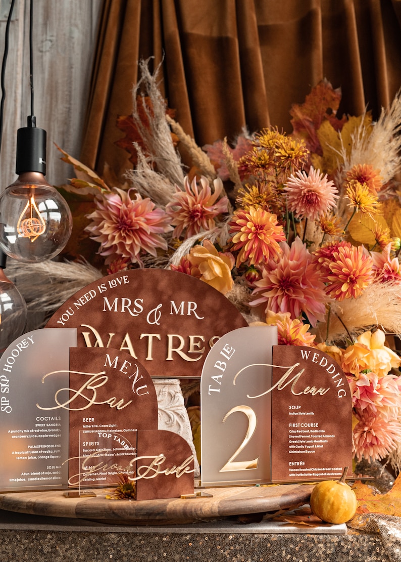 Acrylic Arch Bar Menu Combo Frosted Plexi Glass Gold - Etsy