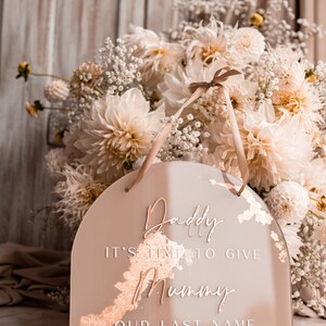 Personalised Arch Acrylic Wedding Page Boy Sign, Beige Gold Acrylic ...