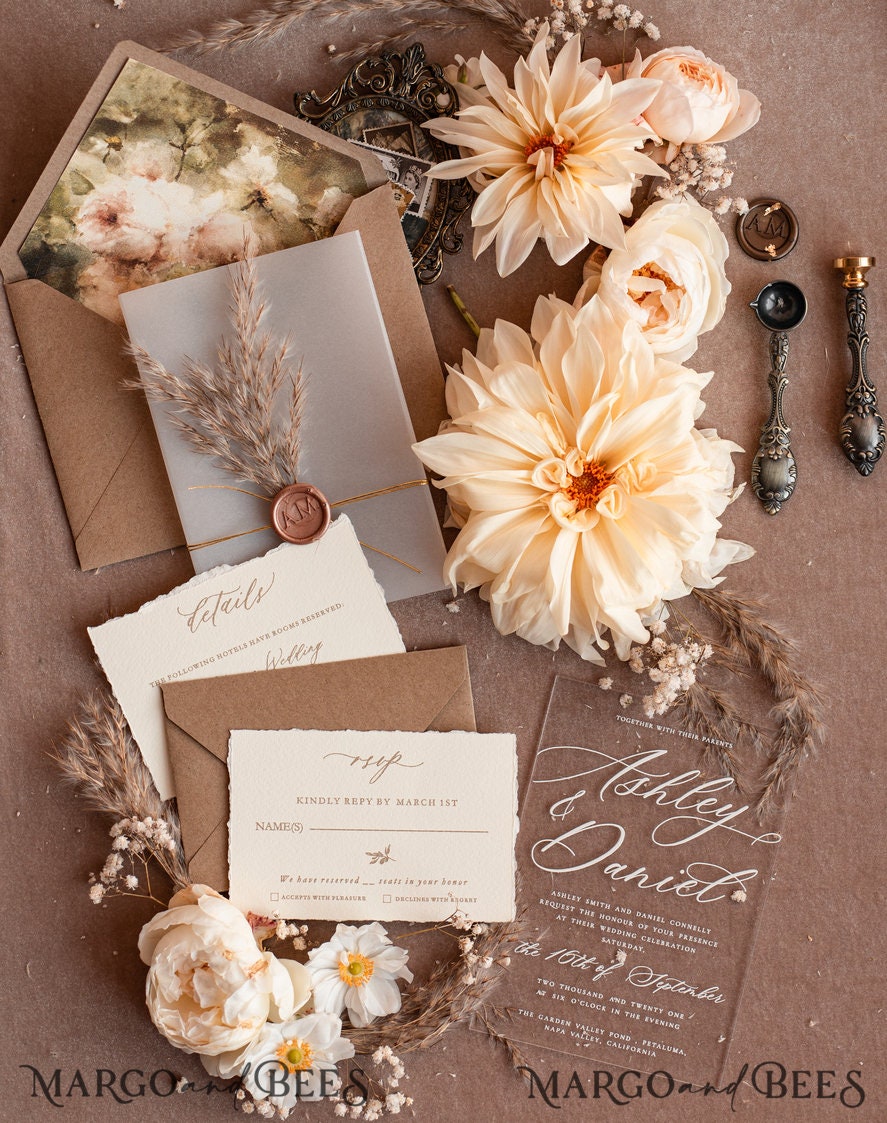 Fine Art Acrylic Wedding Invitation Real Pampas Grass Floral - Etsy