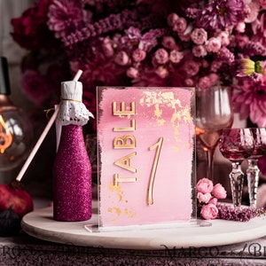 Pale Pink Ombre Mauve Acrylic Table Numbers, Dusty Rose Acrylic & Gold ...