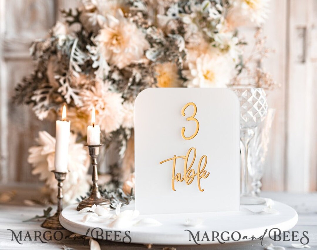 Acrylic Frozen Table Numbers, Frosted Acrylic, Gold Sign, Gold Plexi ...