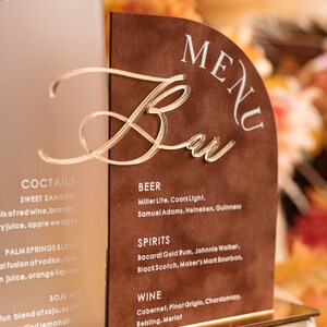 Acrylic Arch Bar Menu Combo, Frosted Plexi Glass Gold Terracotta Velvet ...