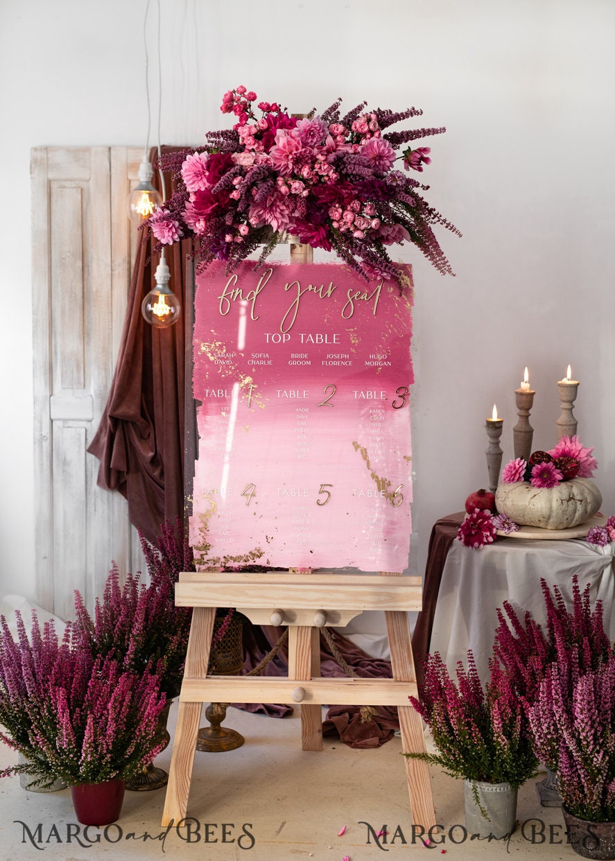 Acrylic Mauve Wedding Welcome Sign Painted Dusty Rose Acrylic Gold ...