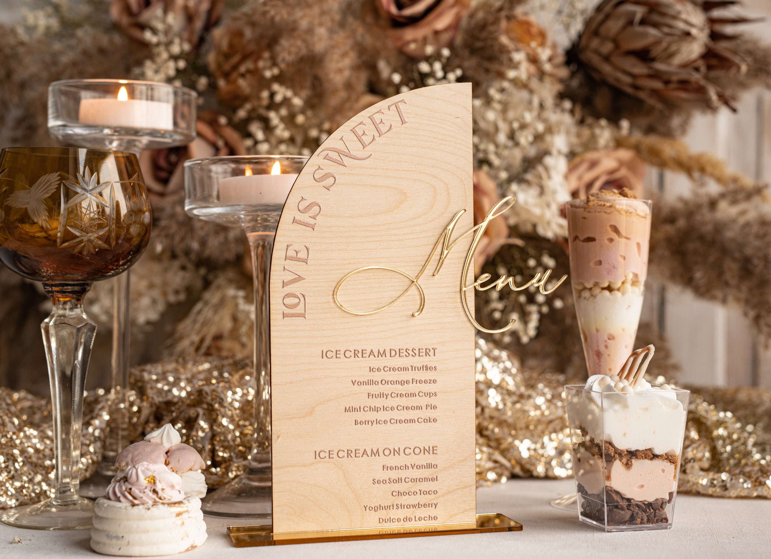 Rustic Wooden Half Arch Dinner Menu Wood & Acrylic Gold Table - Etsy