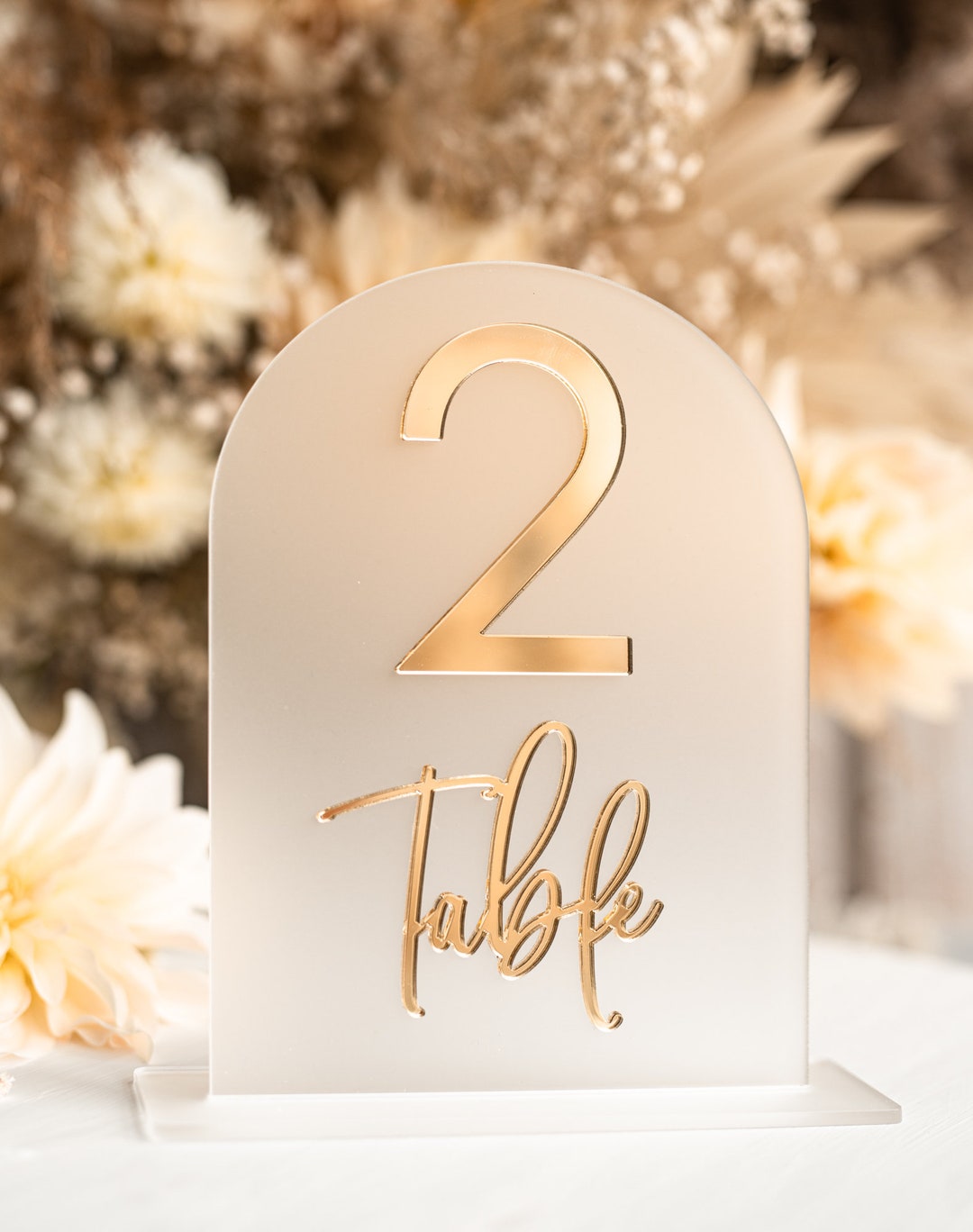 Acrylic Arch Table Numbers, Clear Acrylic and Gold Sign, Gold Plexi ...