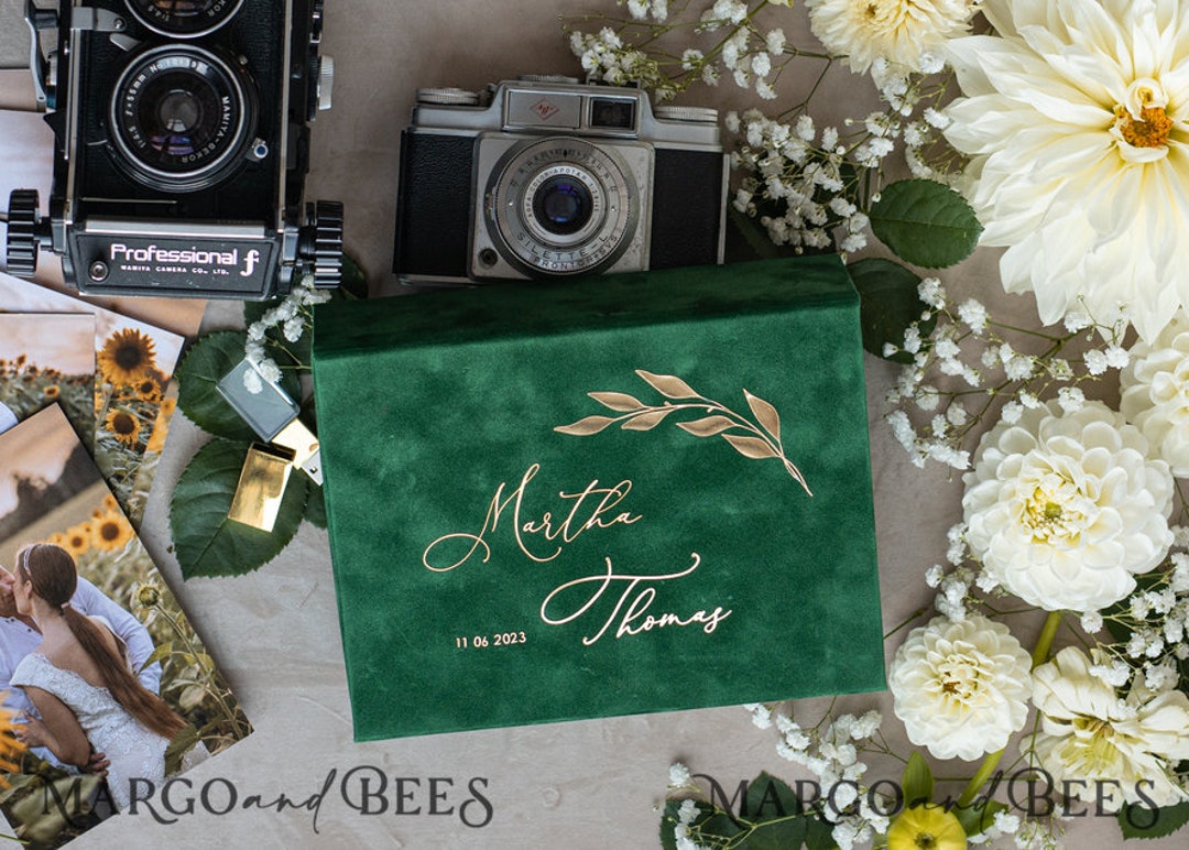 Emerald Green Velvet Photo Box Photographer Box Wedding Memory Box ...