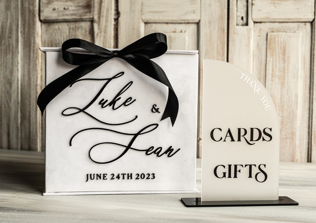 Black & White Gift Card Box Cards Gifts Sign Set, Velvet Classic ...