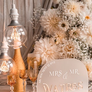 Acrylic Arch Frozen Top Table Sign, White and Gold Top Table Sign ...