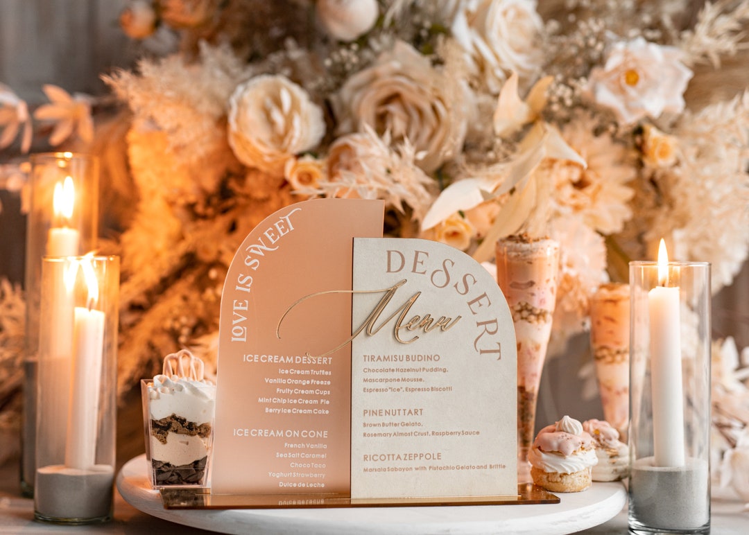 Acrylic Arch Table Wedding Menu, Frosted Acrylic Ivory Velvet Sign ...