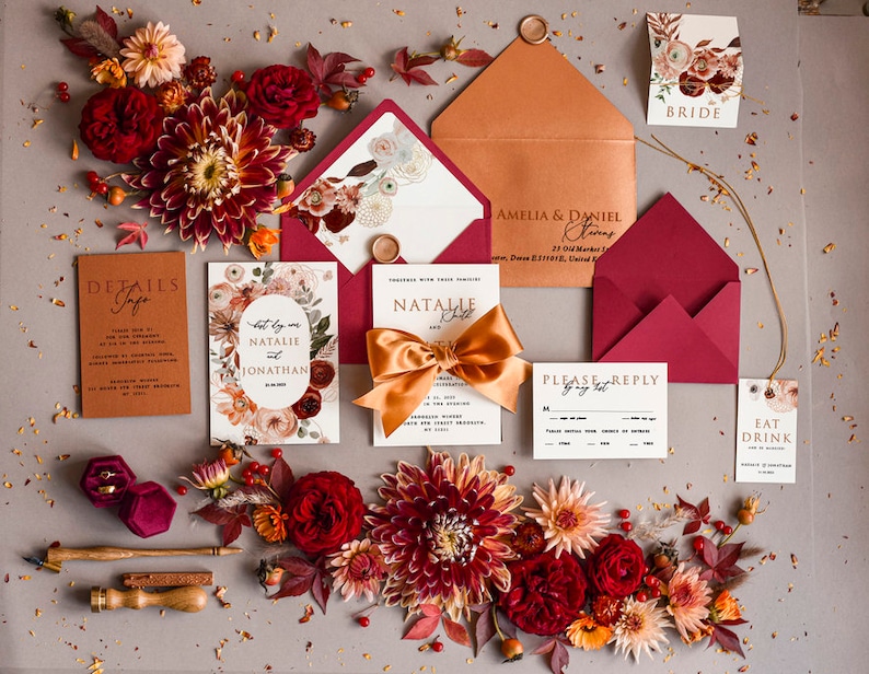 Elegant Terracotta Wedding Invitations Affordable Terraccota - Etsy