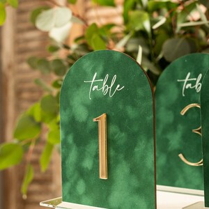 Arch Table Number, Luxury Green Velvet Arched Table Numbers With ...