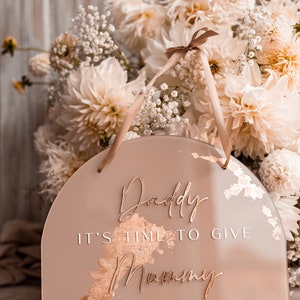 Personalised Arch Acrylic Wedding Page Boy Sign, Beige Gold Acrylic ...