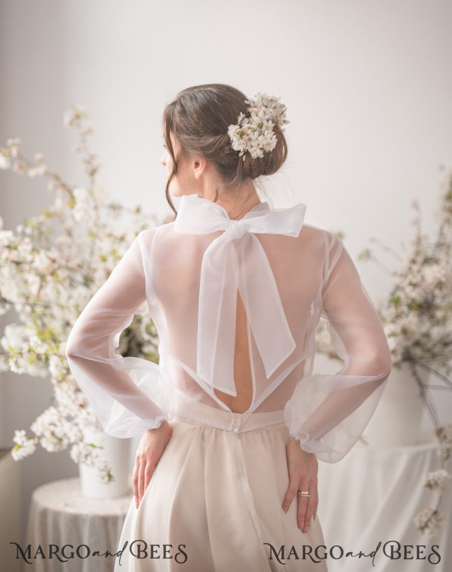 Wedding Bolero Long Sleeve, Bridal Coverup Puff Sleeve, Wedding Gown ...