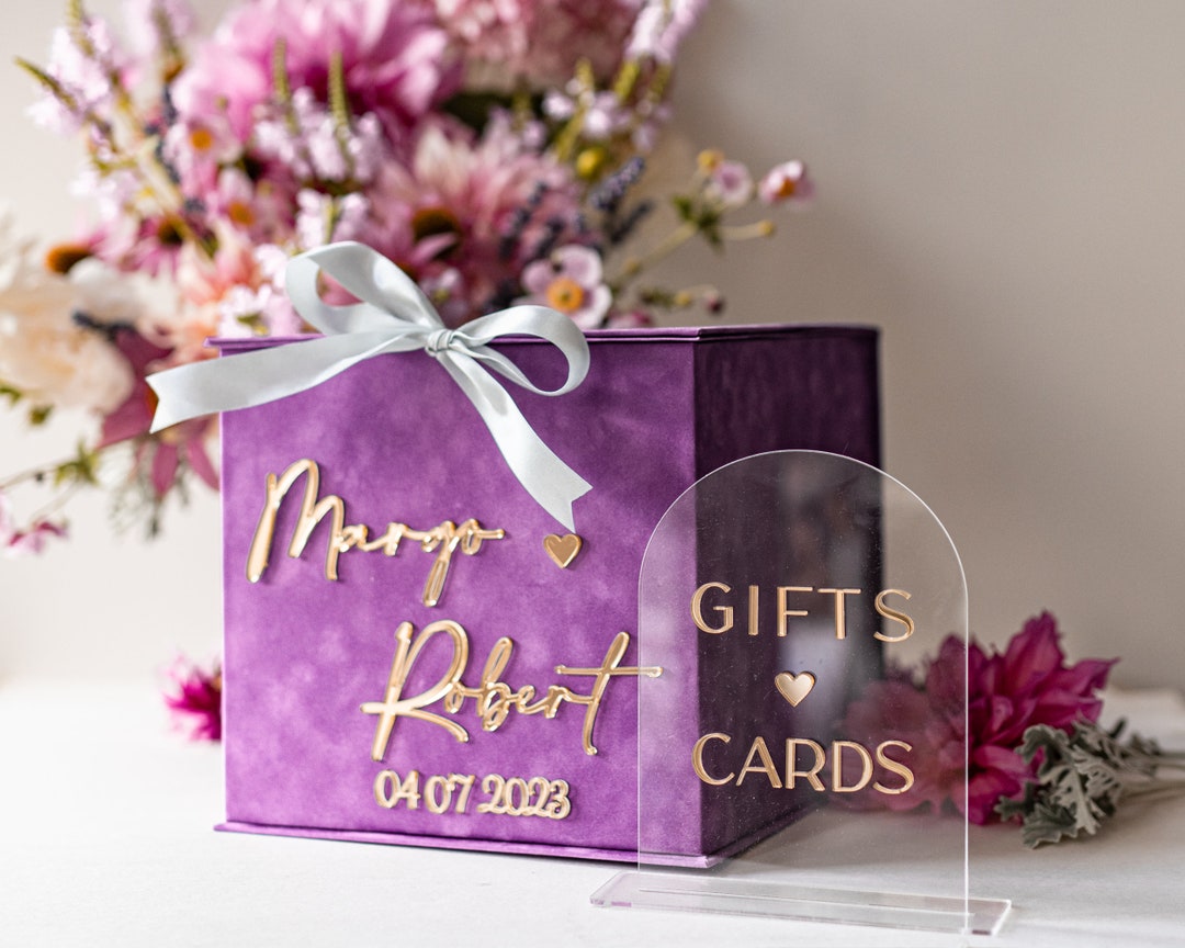 Gift Card Box & Cards Well Wishes Sign Set Velvet Purple - Etsy