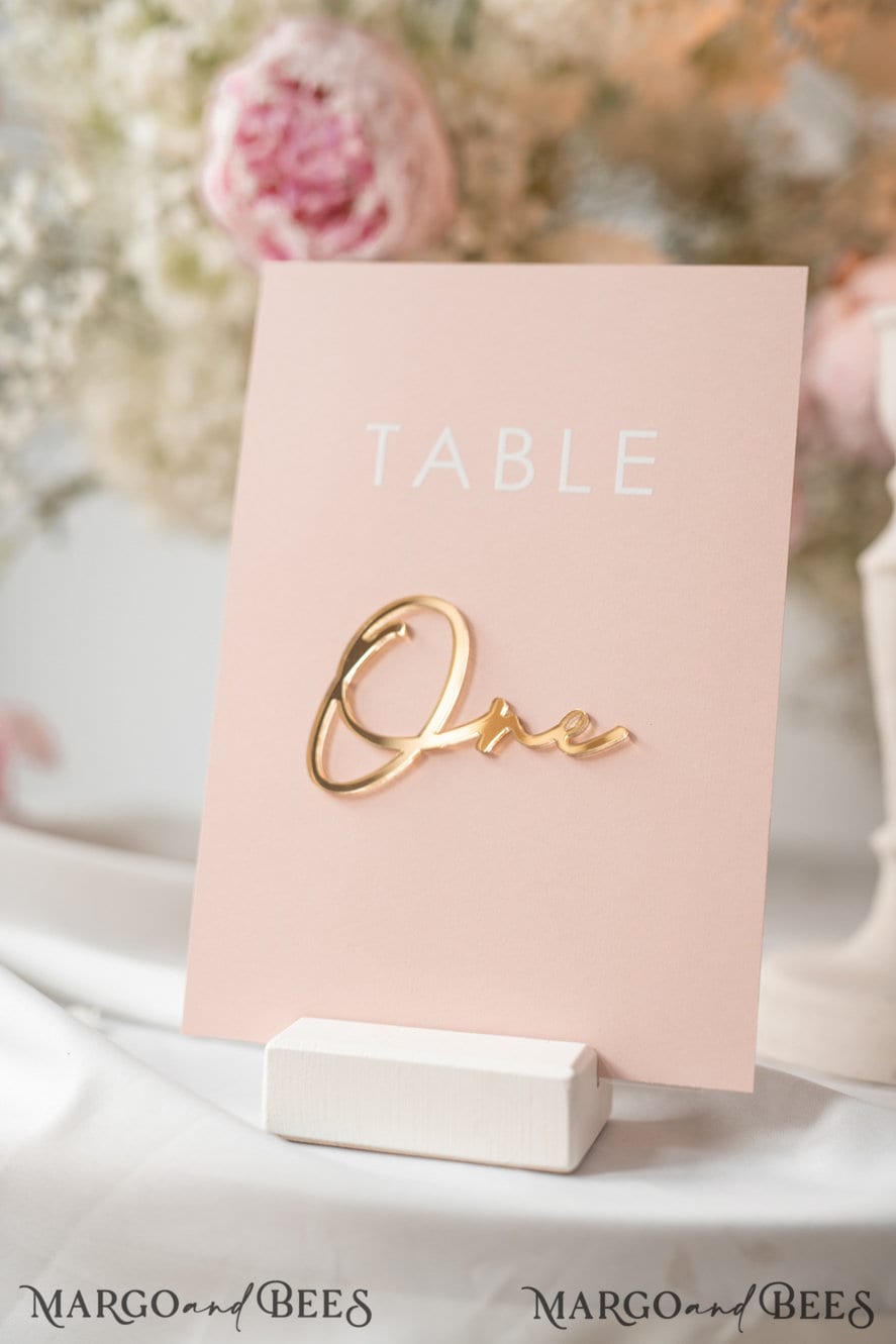 Golden Acrylic Table Numbers Blush Pink and Gold Table Sign - Etsy UK