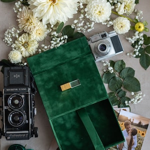 Emerald Green Velvet Photo Box Photographer Box Wedding Memory Box ...