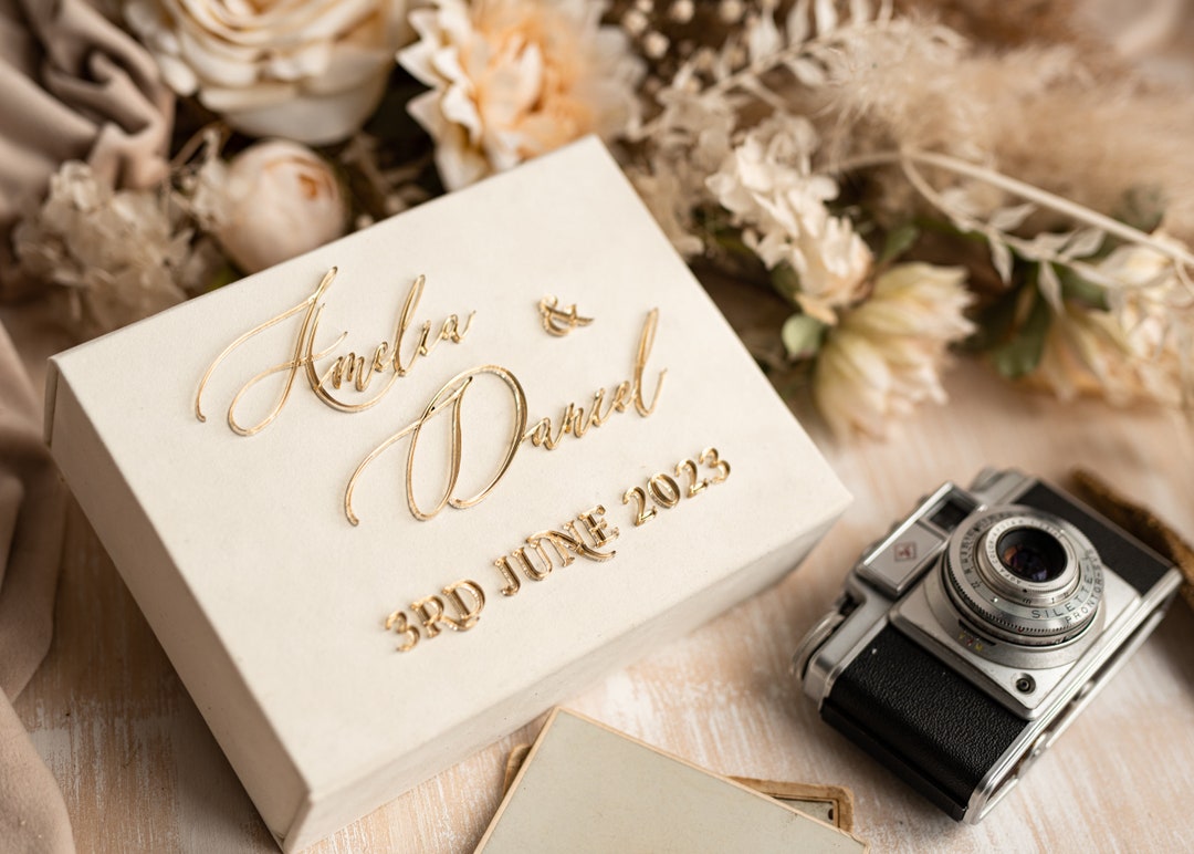 Ivory Velvet Photo Box Photographer Box Wedding Memory Box, Custom Keepsake Box, Ecru ...