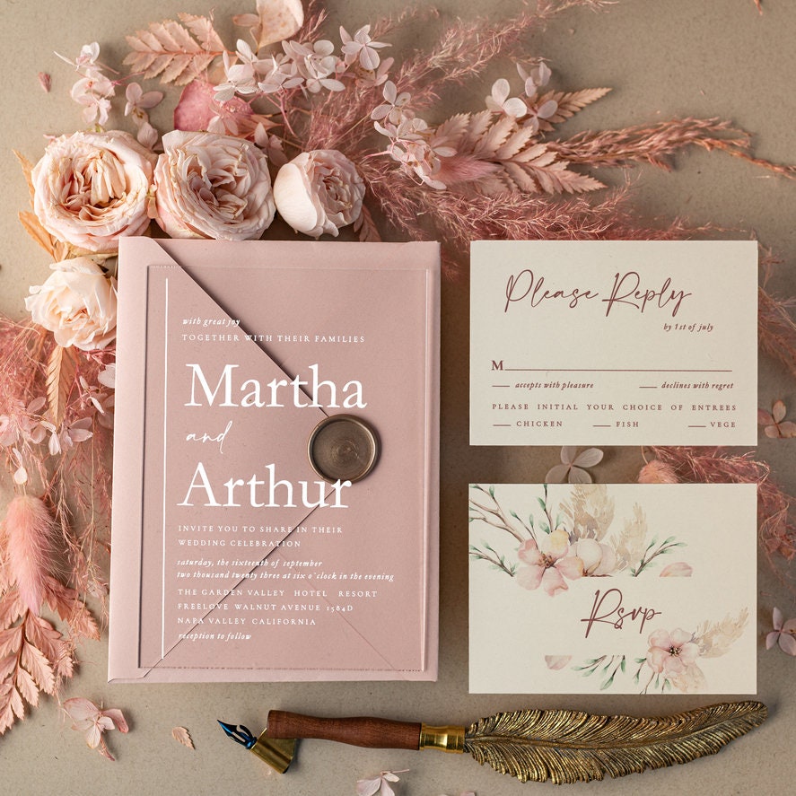 Blush Pink Acrylic Wedding Invitations Luxury Elegant Wedding - Etsy