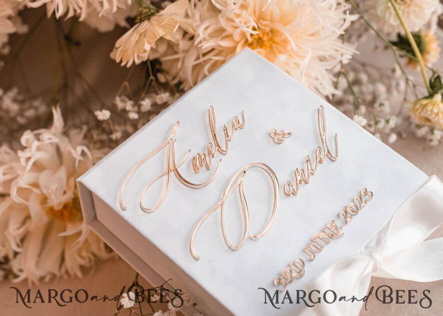 Pure White Ring Box for Wedding Ceremony 3 Rings White Golden - Etsy