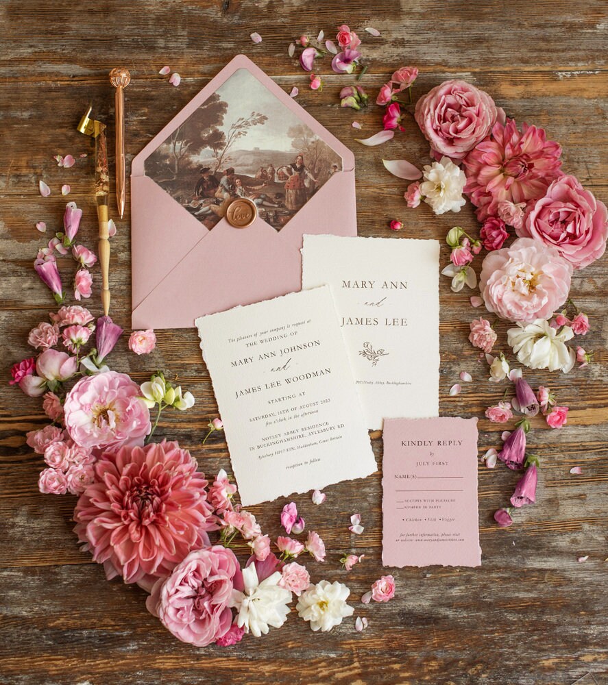 Elegant Blush Pink Wedding Invitation Set Fine Art Wedding | Etsy