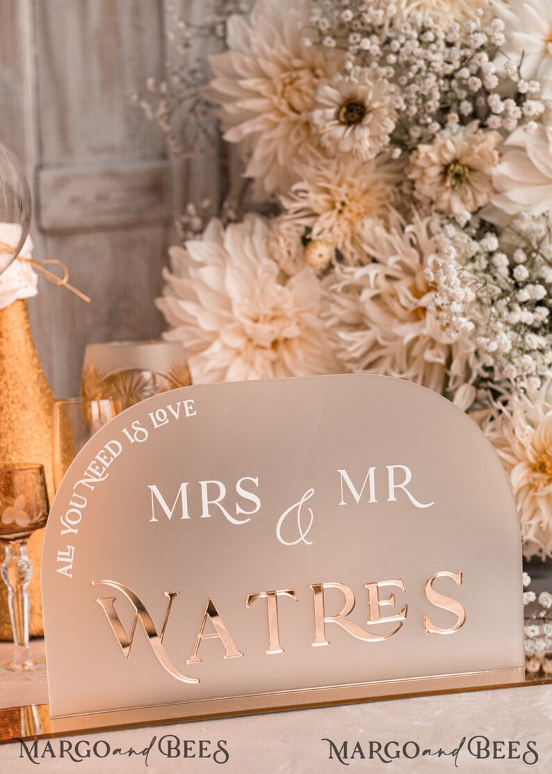 Acrylic Arch Frozen Top Table Sign White and Gold Top Table - Etsy