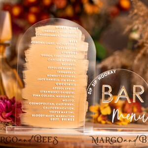Modern Acrylic Gold Bar Menu Sign, Arch Plexi Table Bar Menu, Luxury ...