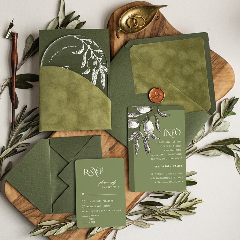 Arch Acrylic Greece Wedding Invitations Luxury Olive Wedding - Etsy UK