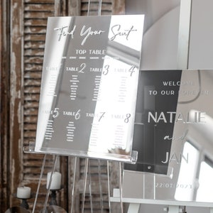 Luxury Silver Mirror Wedding Welcome Sign, Silver Wedding Decor ...