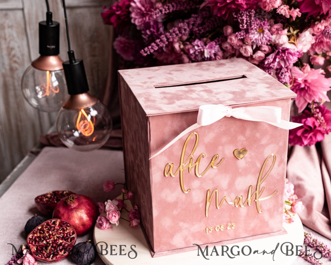 Wedding Wishing Well Card Box, Gift Card Box, Velvet Blush Wedding ...