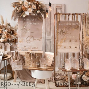 Personalised Arch Acrylic Wedding Page Boy Sign, Ombre Beige Gold ...