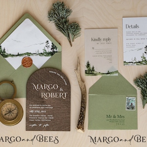 Forest Wood Wedding Invitation Suite, Modern Wedding Invites, Natural ...