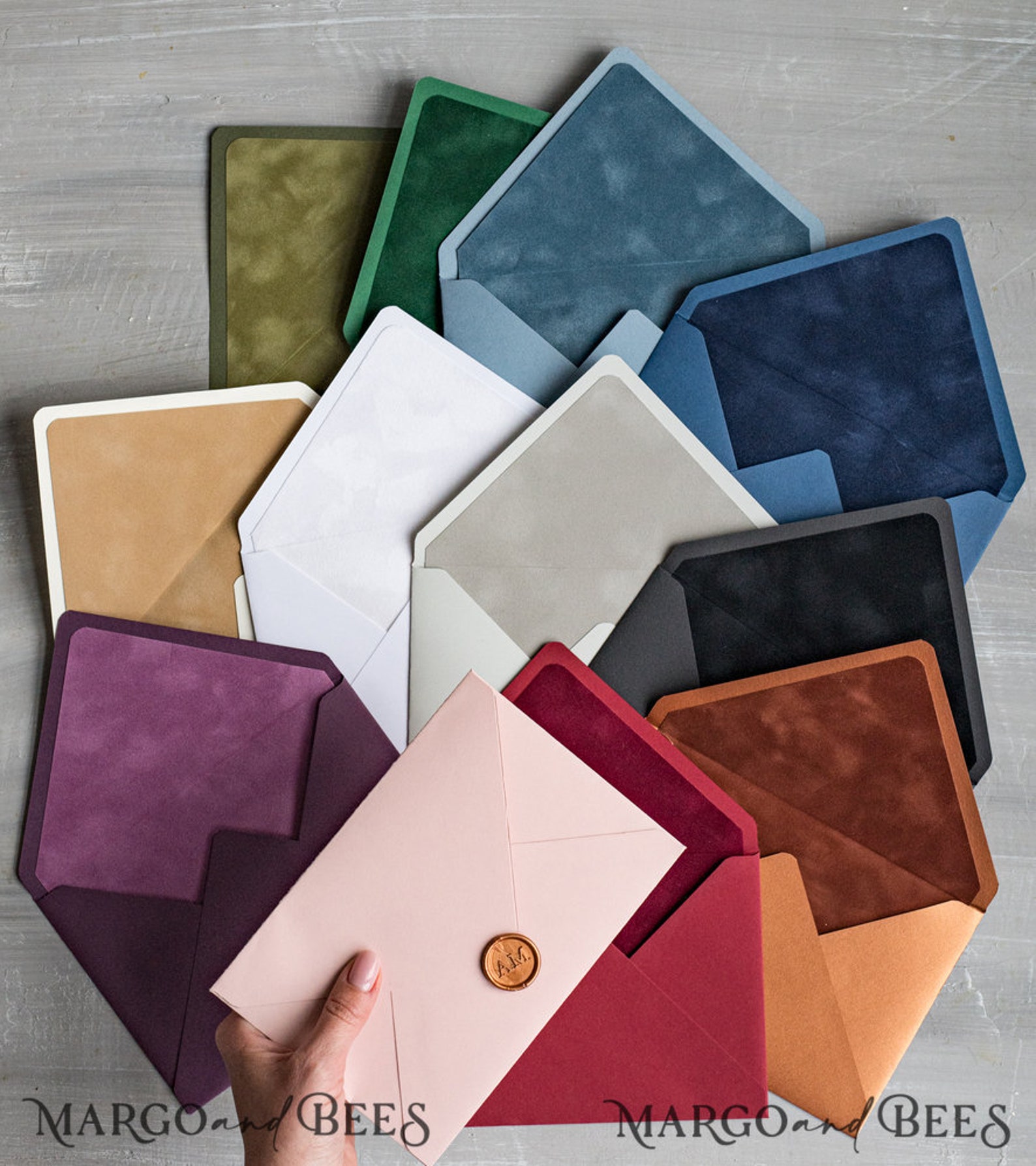 Custom Colors Handmade Envelopes With Velvet Liner, Elegant Envelopes ...
