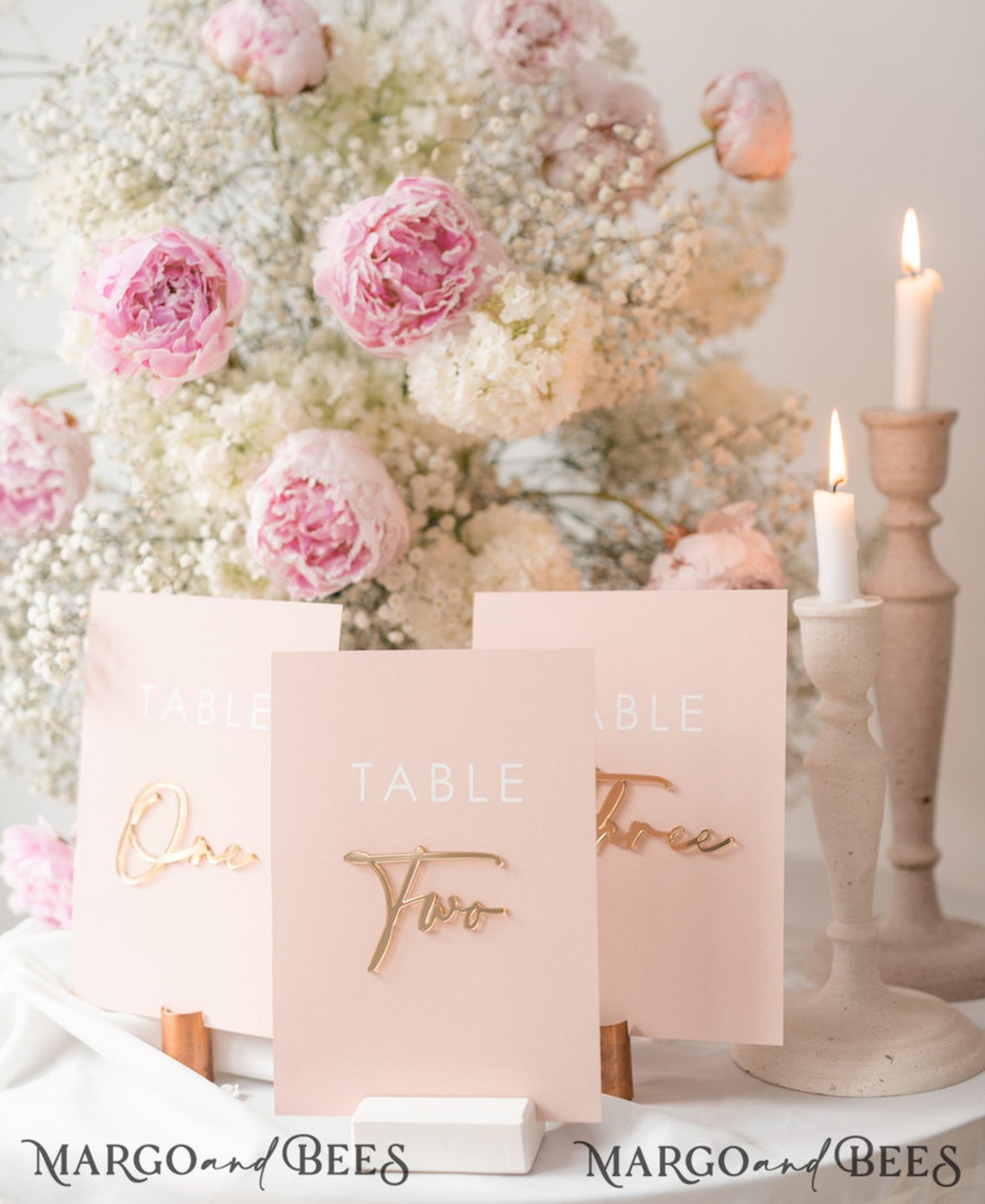 Golden Acrylic Table Numbers Blush Pink and Gold Table Sign - Etsy UK