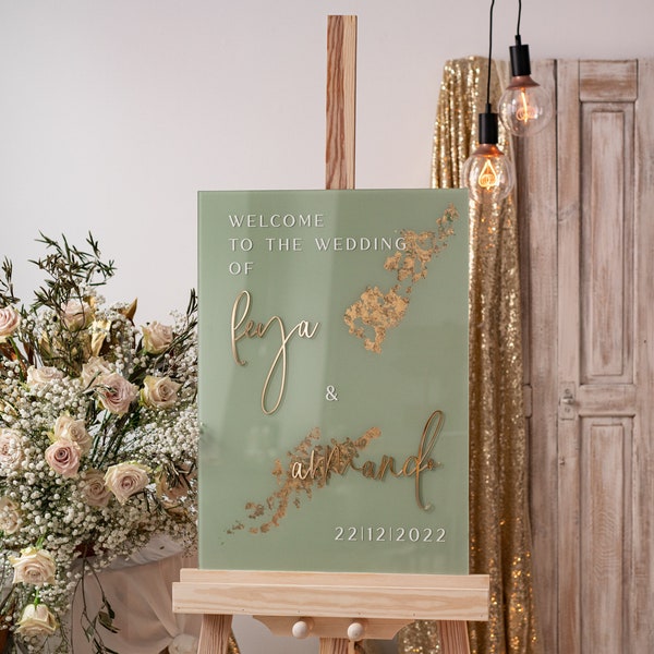 Acrylic Green Wedding Welcome Sign - Etsy UK