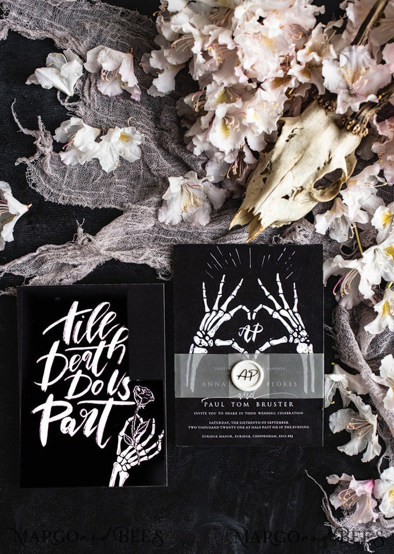 Halloween Wedding Invitations Suite, Black Invitations, Spooky ...