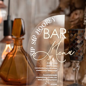 Acrylic Half Arch Clear Bar Menu, Transparent Acrylic Gold Bar Menu ...
