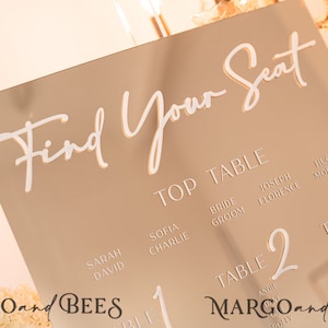 Acrylic Gold Mirror Table Plan, Modern Clear Golden Seating Chart, 3d ...