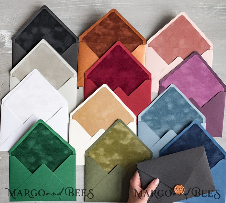 Custom Colors Handmade Envelopes With Velvet Liner, Elegant Envelopes ...