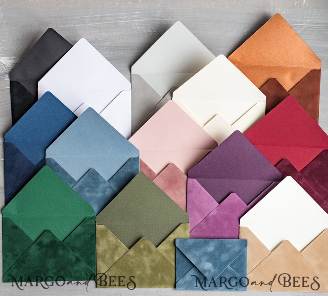 Custom Colors Velvet Envelopes for Invitations C6 Handmade | Etsy