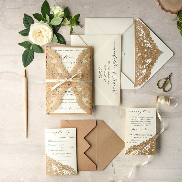 Lace Wedding Invites - Etsy