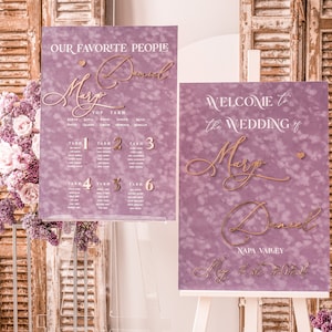 Mauve Velvet & Gold Modern Velvet Seating Chart, 3d Elegant Find Your ...