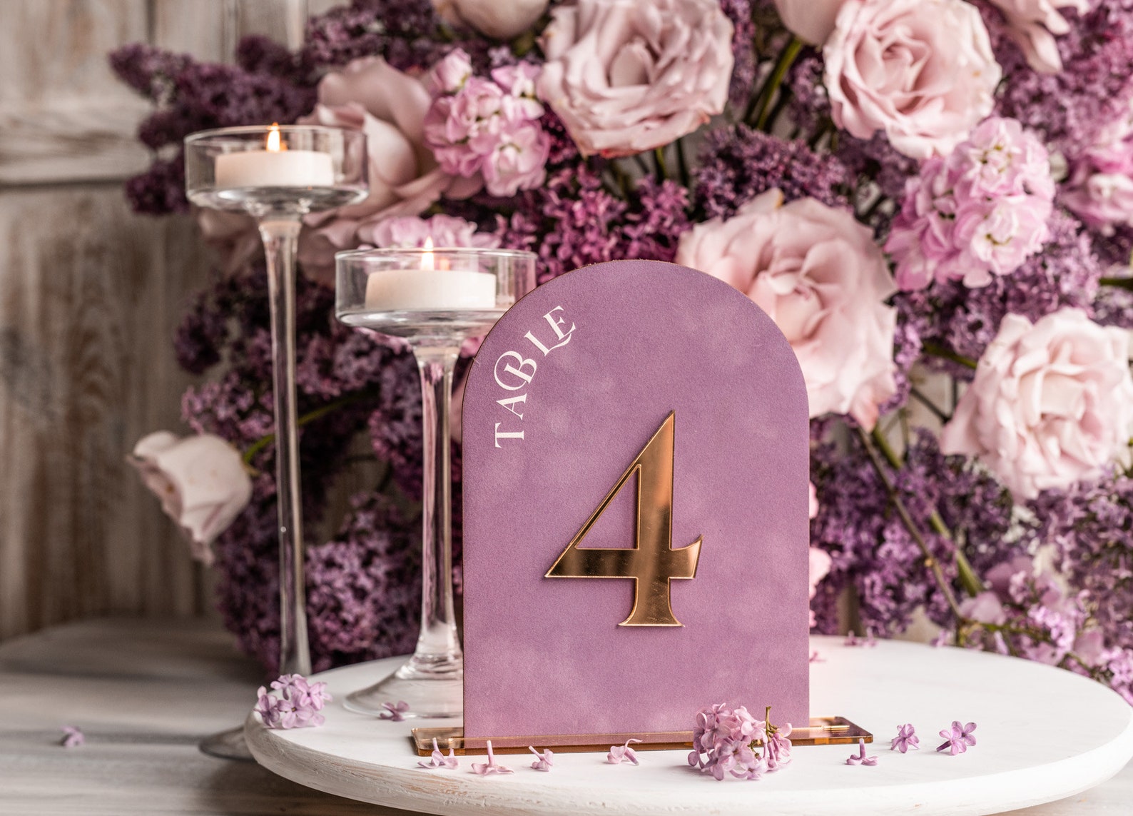 Mauve Velvet Table Number, Acrylic Arch or Half Arch Table Sign, Mauve ...