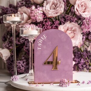 Mauve Velvet Table Number, Acrylic Arch or Half Arch Table Sign, Mauve ...