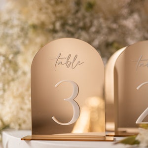 Arch Acrylic Table Numbers Gold Acrylic Sign, Golden Plexi Table ...