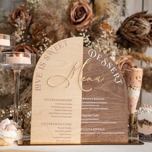 Wood Half Arch Dessert Menu, Rustic Wooden Candy Bar Sign, Gold Plexi ...