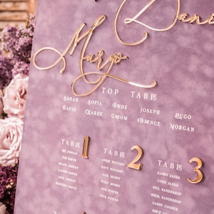 Mauve Velvet & Gold Modern Velvet Seating Chart, 3d Elegant Find Your ...