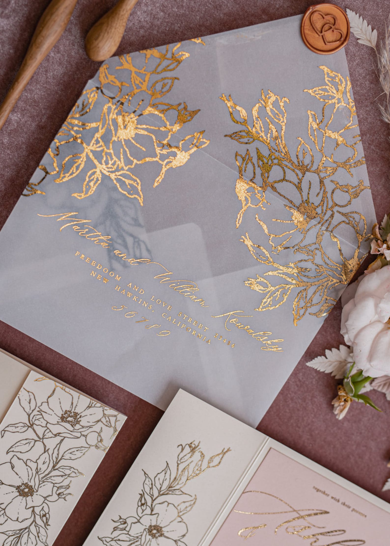 Elegant Gold Foil Wedding Invitation Suite Pink Wedding - Etsy